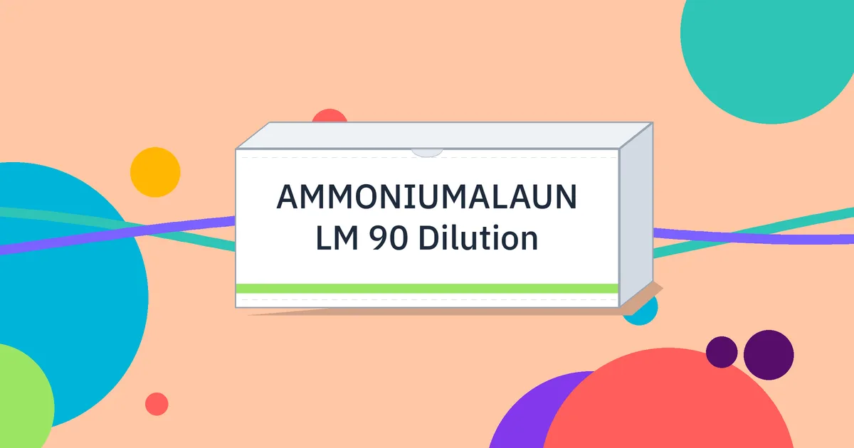 Symbolbild: Packung mit der Aufschrift AMMONIUMALAUN LM 90 Dilution (PZN 13324939) – Verfügbarkeit und Bezug in Apotheken in Frankfurt am Main