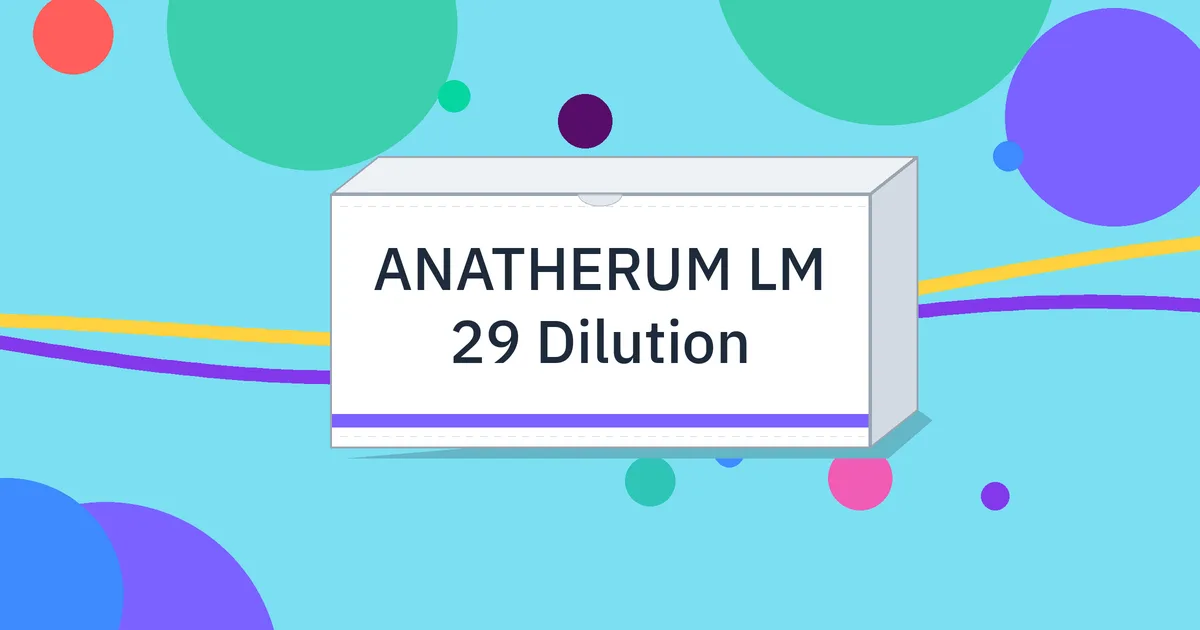Symbolbild: Packung mit der Aufschrift ANATHERUM LM 29 Dilution (PZN 13329003) – Verfügbarkeit und Bezug in Apotheken in Frankfurt am Main