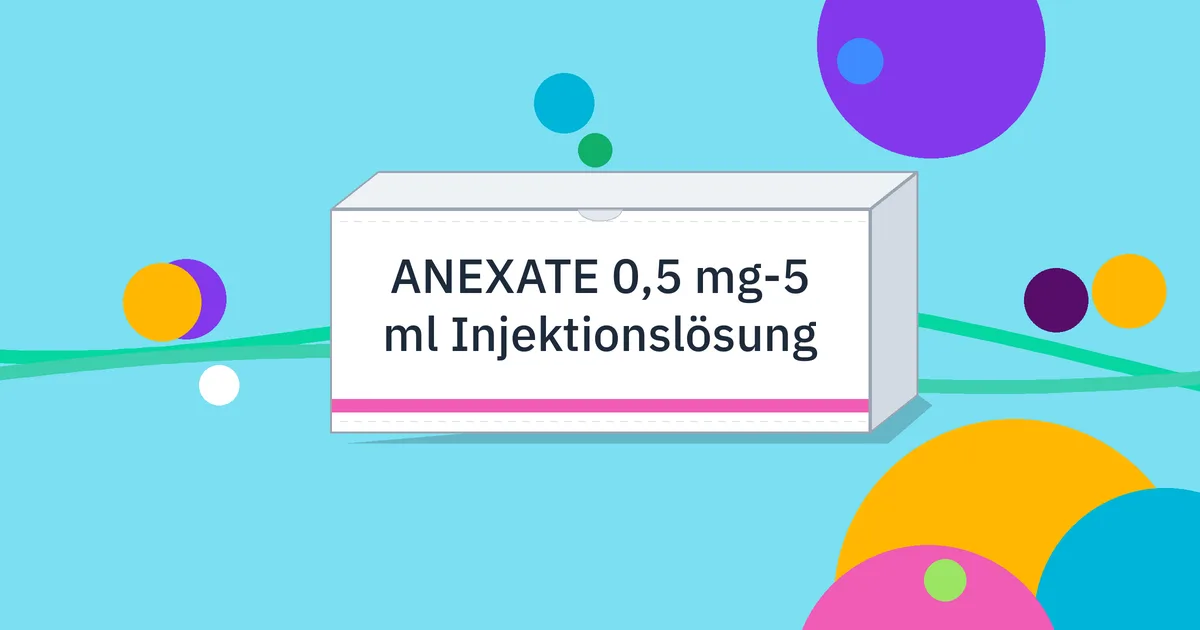 Symbolbild: Packung mit der Aufschrift ANEXATE 0,5 mg-5 ml Injektionslösung (PZN 15391644) – Verfügbarkeit und Bezug in Apotheken in Frankfurt am Main