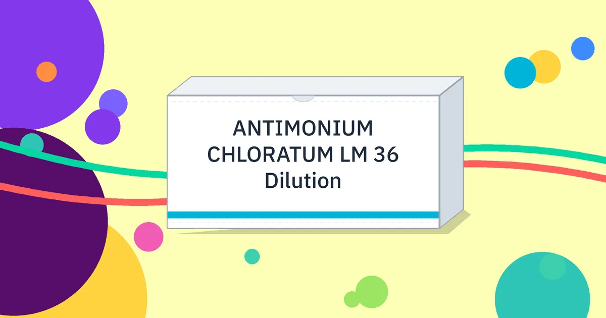Symbolbild: Packung mit der Aufschrift ANTIMONIUM CHLORATUM LM 36 Dilution (PZN 13372921) – Verfügbarkeit und Bezug in Apotheken in Frankfurt am Main