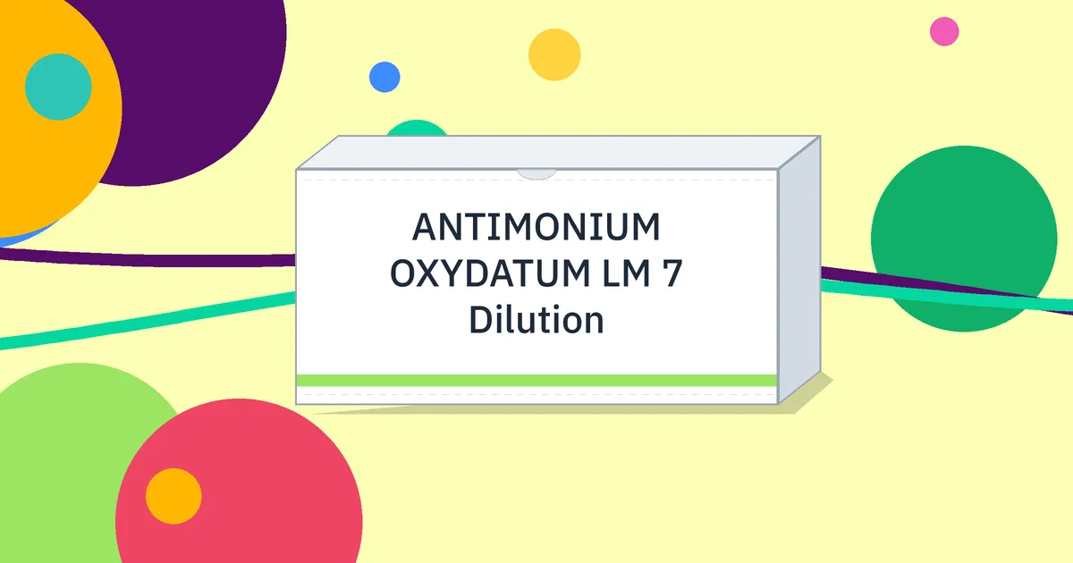 Symbolbild: Packung mit der Aufschrift ANTIMONIUM OXYDATUM LM 7 Dilution (PZN 13374216) – Verfügbarkeit und Bezug in Apotheken in Frankfurt am Main