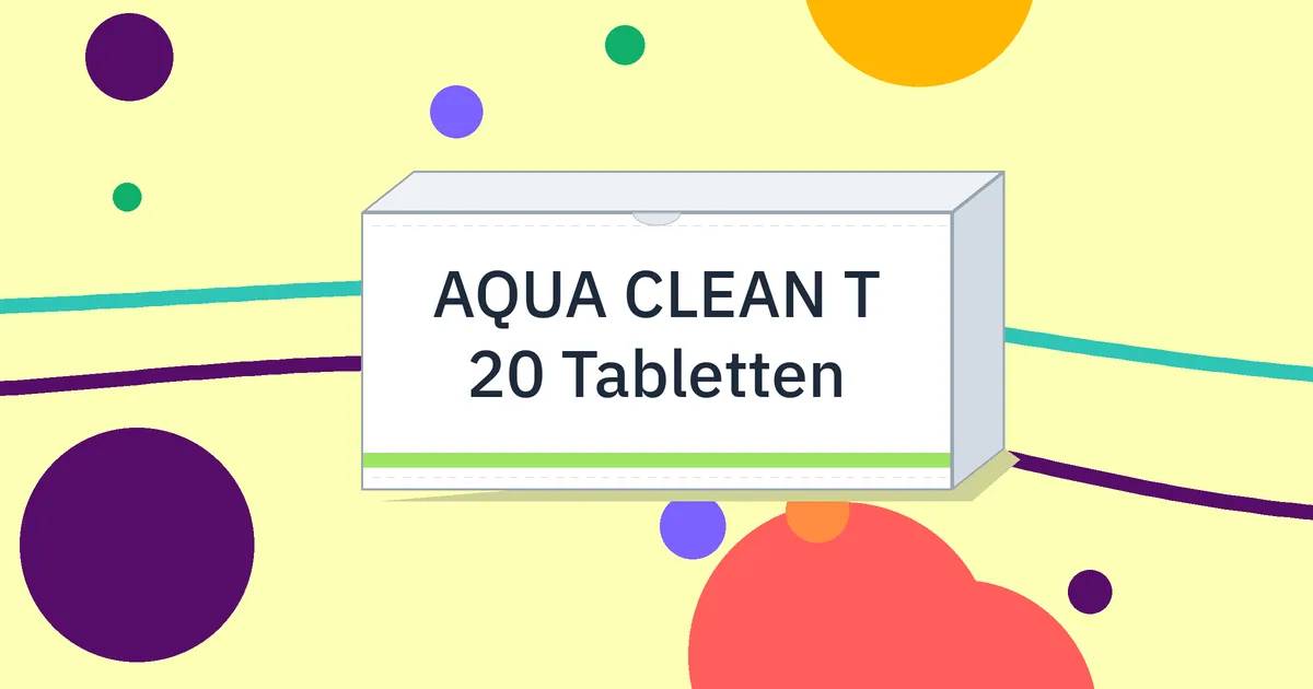 Symbolbild: Packung mit der Aufschrift AQUA CLEAN T 20 Tabletten (PZN 02237752) – Verfügbarkeit und Bezug in Apotheken in Frankfurt am Main