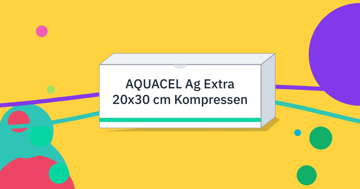 Symbolbild: Packung mit der Aufschrift AQUACEL Ag Extra 20x30 cm Kompressen (PZN 18123453) – Verfügbarkeit und Bezug in Apotheken in Frankfurt am Main