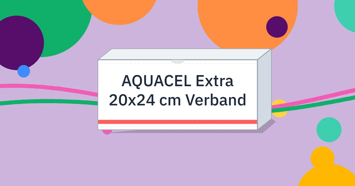 Symbolbild: Packung mit der Aufschrift AQUACEL Extra 20x24 cm Verband (PZN 20828451) – Verfügbarkeit und Bezug in Apotheken in Frankfurt am Main