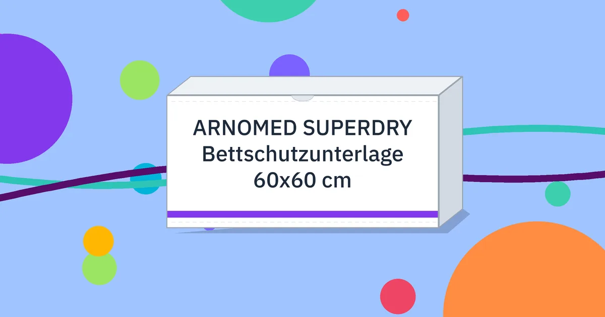 Symbolbild: Packung mit der Aufschrift ARNOMED SUPERDRY Bettschutzunterlage 60x60 cm (PZN 19462513) – Verfügbarkeit und Bezug in Apotheken in Frankfurt am Main