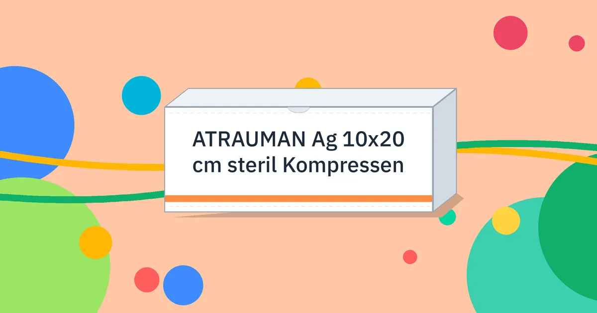 Symbolbild: Packung mit der Aufschrift ATRAUMAN Ag 10x20 cm steril Kompressen (PZN 18127391) – Verfügbarkeit und Bezug in Apotheken in Frankfurt am Main