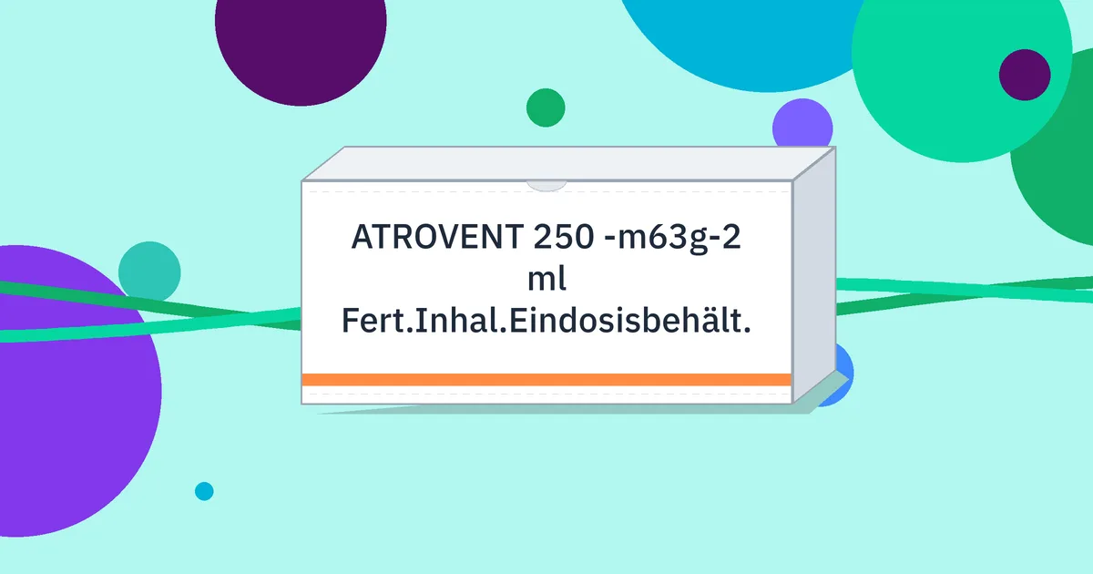 Symbolbild: Packung mit der Aufschrift ATROVENT 250 -m63g-2 ml Fert.Inhal.Eindosisbehält. (PZN 01181274) – Verfügbarkeit und Bezug in Apotheken in Frankfurt am Main