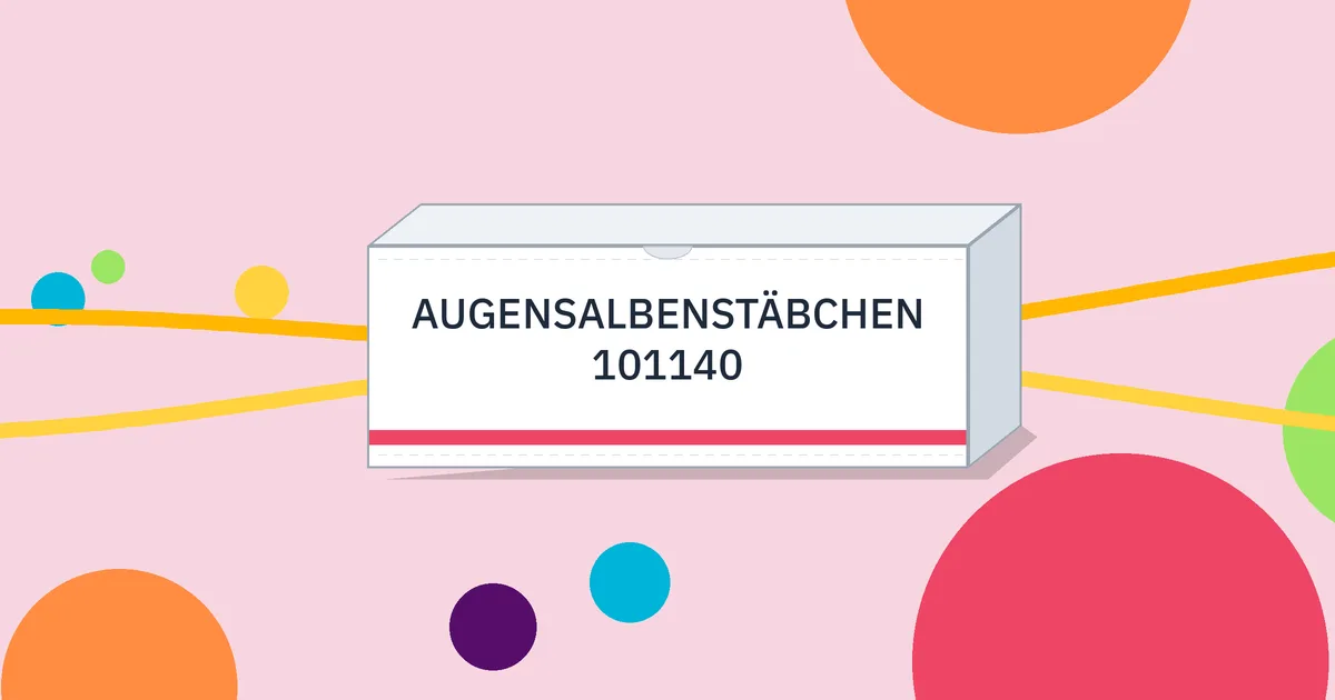 Symbolbild: Packung mit der Aufschrift AUGENSALBENSTÄBCHEN 101140 (PZN 04755451) – Verfügbarkeit und Bezug in Apotheken in Frankfurt am Main