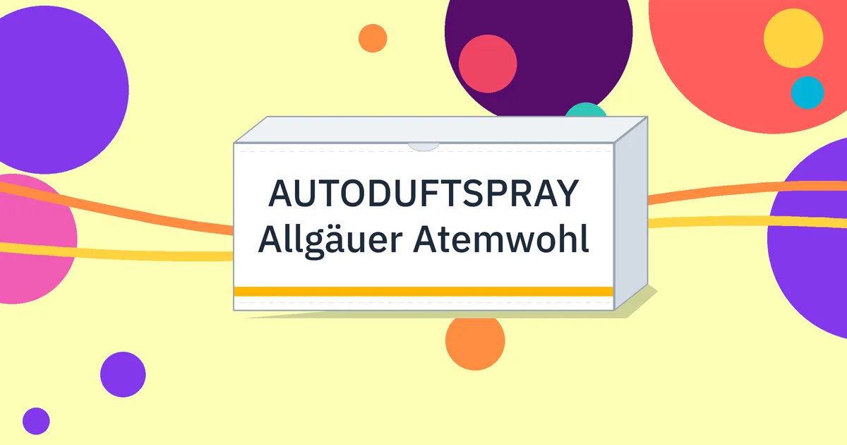 Symbolbild: Packung mit der Aufschrift AUTODUFTSPRAY Allgäuer Atemwohl (PZN 16942218) – Verfügbarkeit und Bezug in Apotheken in Frankfurt am Main