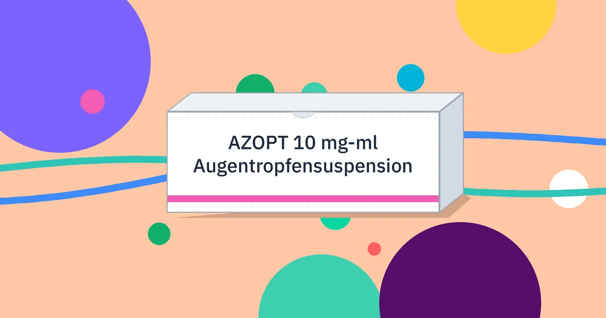 Symbolbild: Packung mit der Aufschrift AZOPT 10 mg-ml Augentropfensuspension (PZN 00587672) – Verfügbarkeit und Bezug in Apotheken in Frankfurt am Main