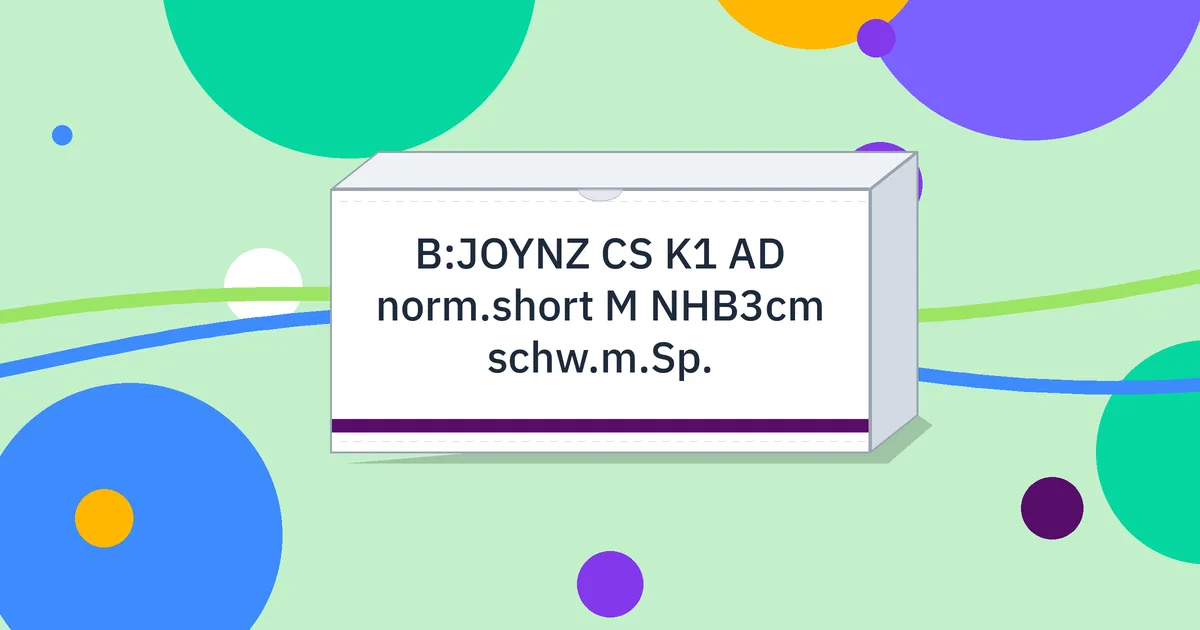 Symbolbild: Packung mit der Aufschrift B:JOYNZ CS K1 AD norm.short M NHB3cm schw.m.Sp. (PZN 20526129) – Verfügbarkeit und Bezug in Apotheken in Frankfurt am Main