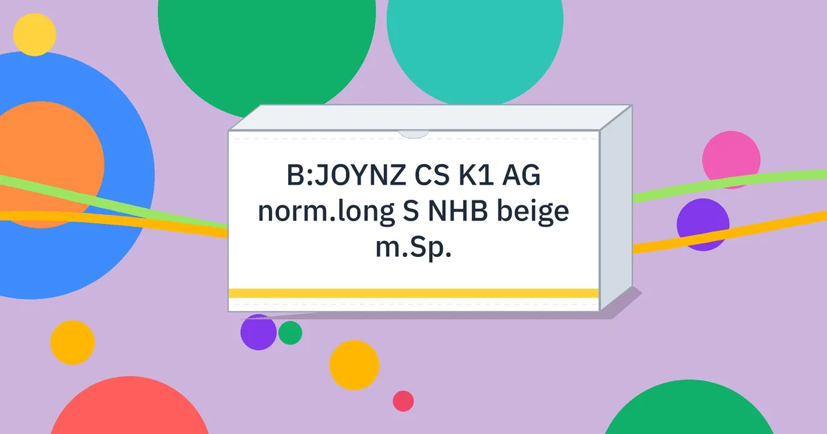 Symbolbild: Packung mit der Aufschrift B:JOYNZ CS K1 AG norm.long S NHB beige m.Sp. (PZN 20533997) – Verfügbarkeit und Bezug in Apotheken in Frankfurt am Main