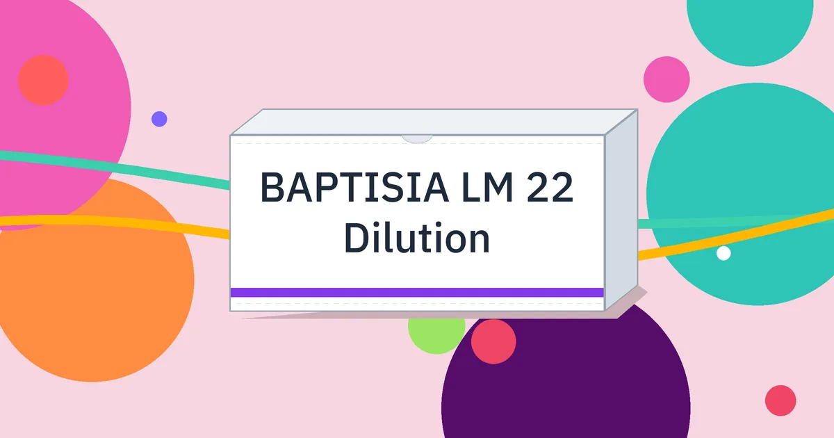 Symbolbild: Packung mit der Aufschrift BAPTISIA LM 22 Dilution (PZN 12788186) – Verfügbarkeit und Bezug in Apotheken in Frankfurt am Main