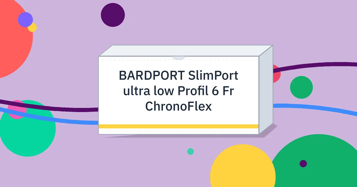 Symbolbild: Packung mit der Aufschrift BARDPORT SlimPort ultra low Profil 6 Fr ChronoFlex (PZN 02755990) – Verfügbarkeit und Bezug in Apotheken in Frankfurt am Main
