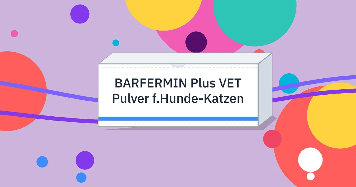 Symbolbild: Packung mit der Aufschrift BARFERMIN Plus VET Pulver f.Hunde-Katzen (PZN 16878911) – Verfügbarkeit und Bezug in Apotheken in Frankfurt am Main