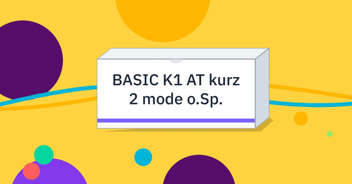 Symbolbild: Packung mit der Aufschrift BASIC K1 AT kurz 2 mode o.Sp. (PZN 20262475) – Verfügbarkeit und Bezug in Apotheken in Frankfurt am Main