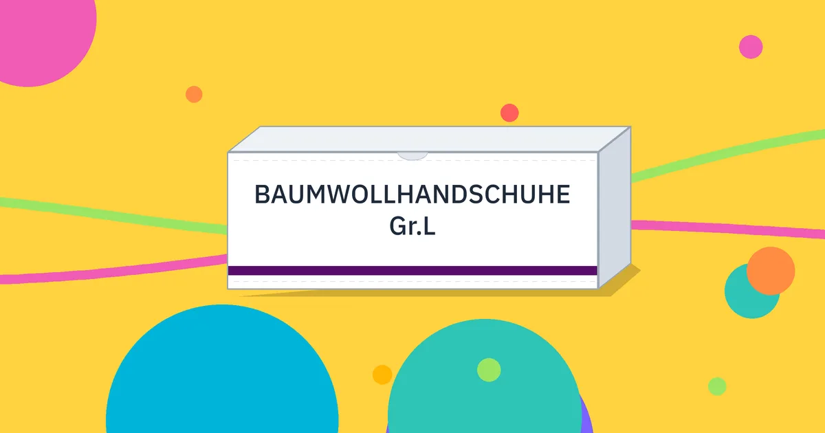 Symbolbild: Packung mit der Aufschrift BAUMWOLLHANDSCHUHE Gr.L (PZN 18472739) – Verfügbarkeit und Bezug in Apotheken in Frankfurt am Main