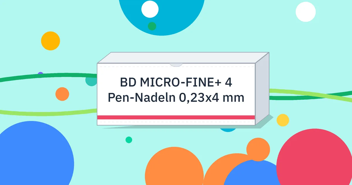 Symbolbild: Packung mit der Aufschrift BD MICRO-FINE+ 4 Pen-Nadeln 0,23x4 mm (PZN 06941896) – Verfügbarkeit und Bezug in Apotheken in Frankfurt am Main
