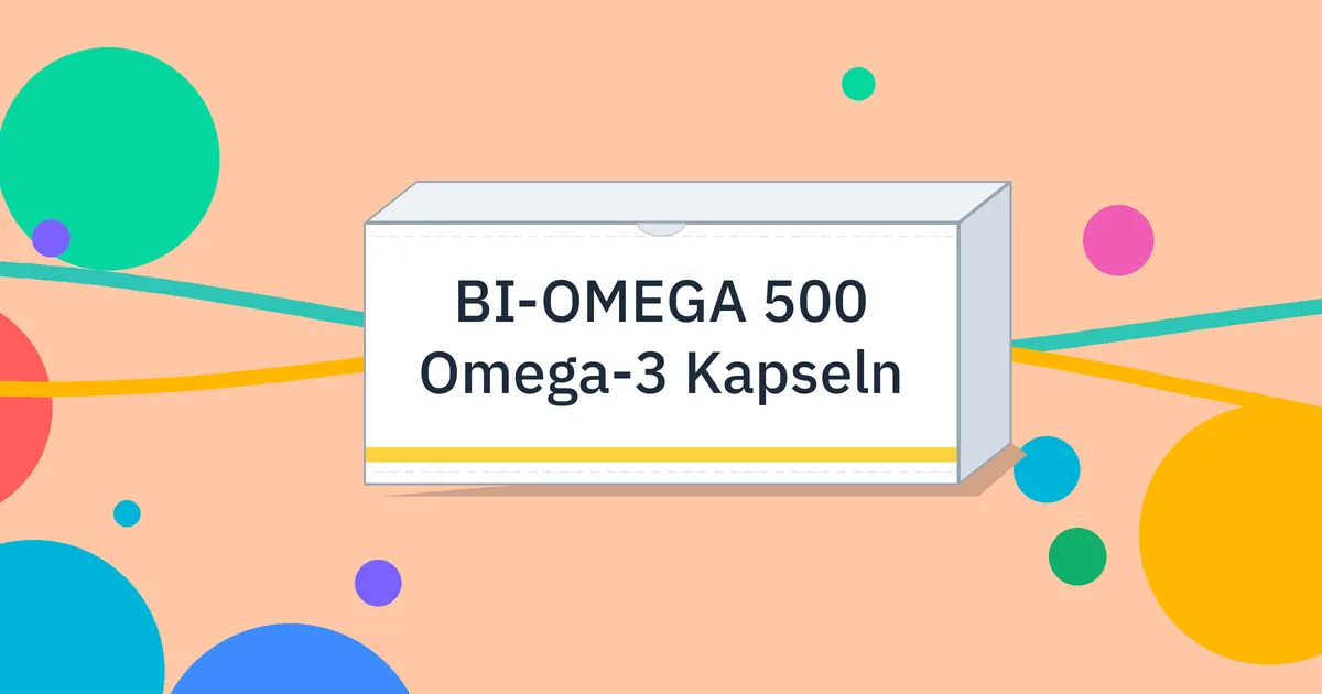 Symbolbild: Packung mit der Aufschrift BI-OMEGA 500 Omega-3 Kapseln (PZN 16827210) – Verfügbarkeit und Bezug in Apotheken in Frankfurt am Main