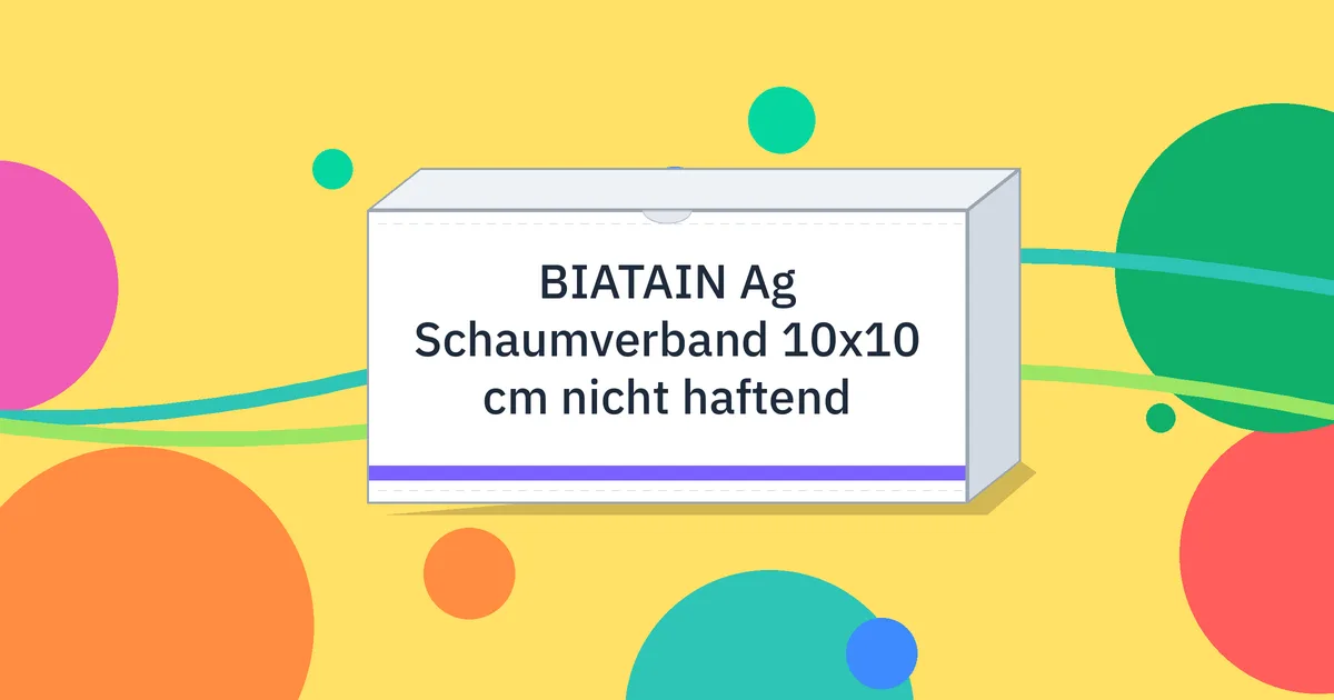 Symbolbild: Packung mit der Aufschrift BIATAIN Ag Schaumverband 10x10 cm nicht haftend (PZN 10781926) – Verfügbarkeit und Bezug in Apotheken in Frankfurt am Main