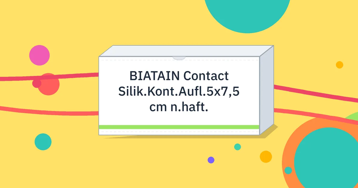 Symbolbild: Packung mit der Aufschrift BIATAIN Contact Silik.Kont.Aufl.5x7,5 cm n.haft. (PZN 19373399) – Verfügbarkeit und Bezug in Apotheken in Frankfurt am Main