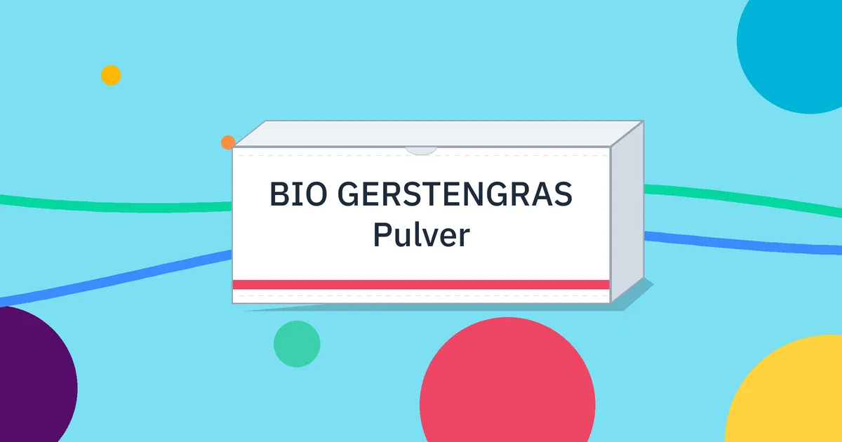 Symbolbild: Packung mit der Aufschrift BIO GERSTENGRAS Pulver (PZN 09539203) – Verfügbarkeit und Bezug in Apotheken in Frankfurt am Main