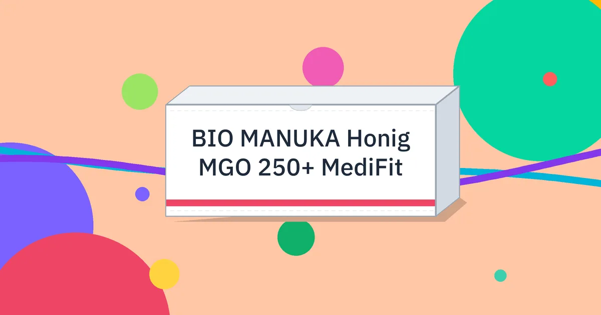 Symbolbild: Packung mit der Aufschrift BIO MANUKA Honig MGO 250+ MediFit (PZN 16594438) – Verfügbarkeit und Bezug in Apotheken in Frankfurt am Main