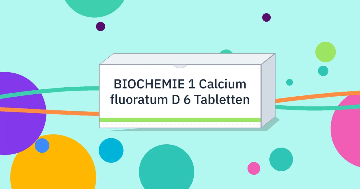Symbolbild: Packung mit der Aufschrift BIOCHEMIE 1 Calcium fluoratum D 6 Tabletten (PZN 04324610) – Verfügbarkeit und Bezug in Apotheken in Frankfurt am Main