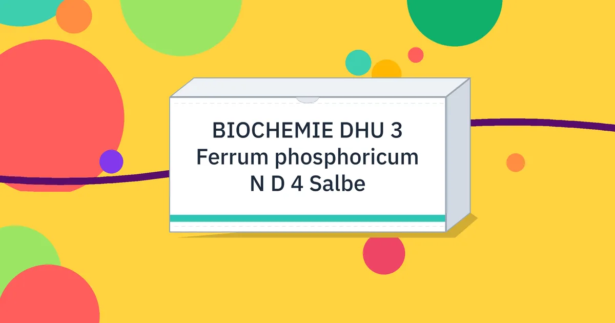 Symbolbild: Packung mit der Aufschrift BIOCHEMIE DHU 3 Ferrum phosphoricum N D 4 Salbe (PZN 03965703) – Verfügbarkeit und Bezug in Apotheken in Frankfurt am Main