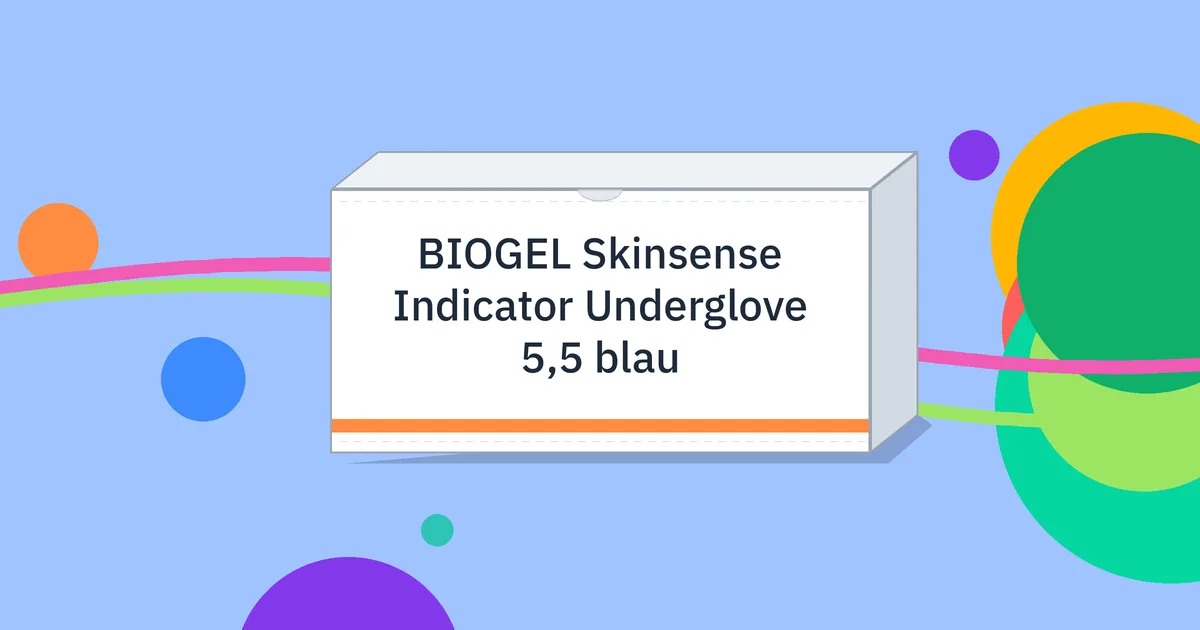 Symbolbild: Packung mit der Aufschrift BIOGEL Skinsense Indicator Underglove 5,5 blau (PZN 04702302) – Verfügbarkeit und Bezug in Apotheken in Frankfurt am Main