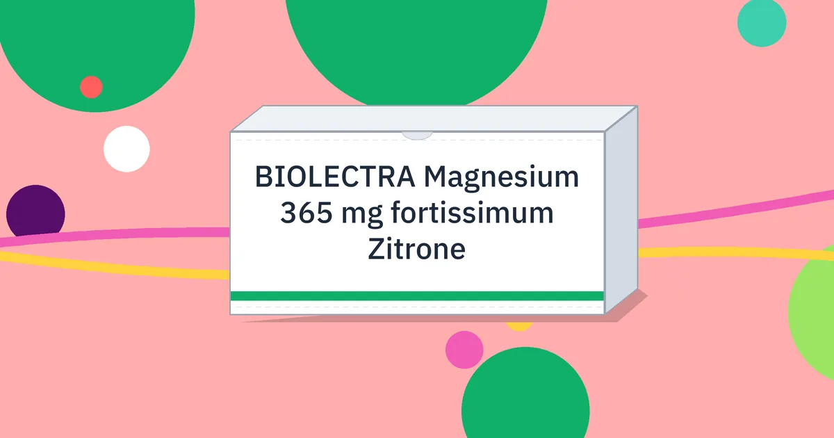 Symbolbild: Packung mit der Aufschrift BIOLECTRA Magnesium 365 mg fortissimum Zitrone (PZN 06648831) – Verfügbarkeit und Bezug in Apotheken in Frankfurt am Main