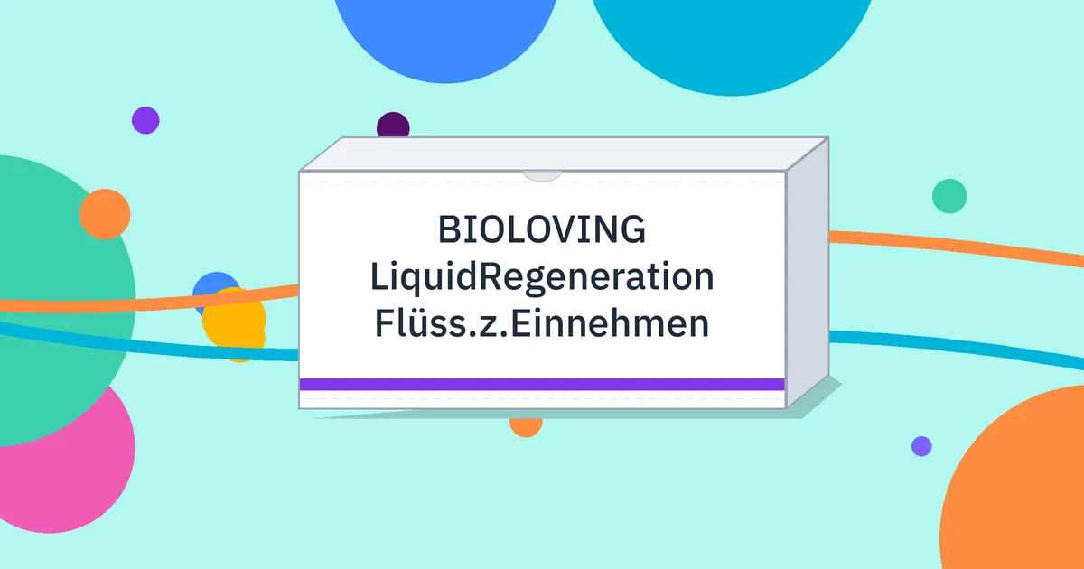 Symbolbild: Packung mit der Aufschrift BIOLOVING LiquidRegeneration Flüss.z.Einnehmen (PZN 17670294) – Verfügbarkeit und Bezug in Apotheken in Frankfurt am Main