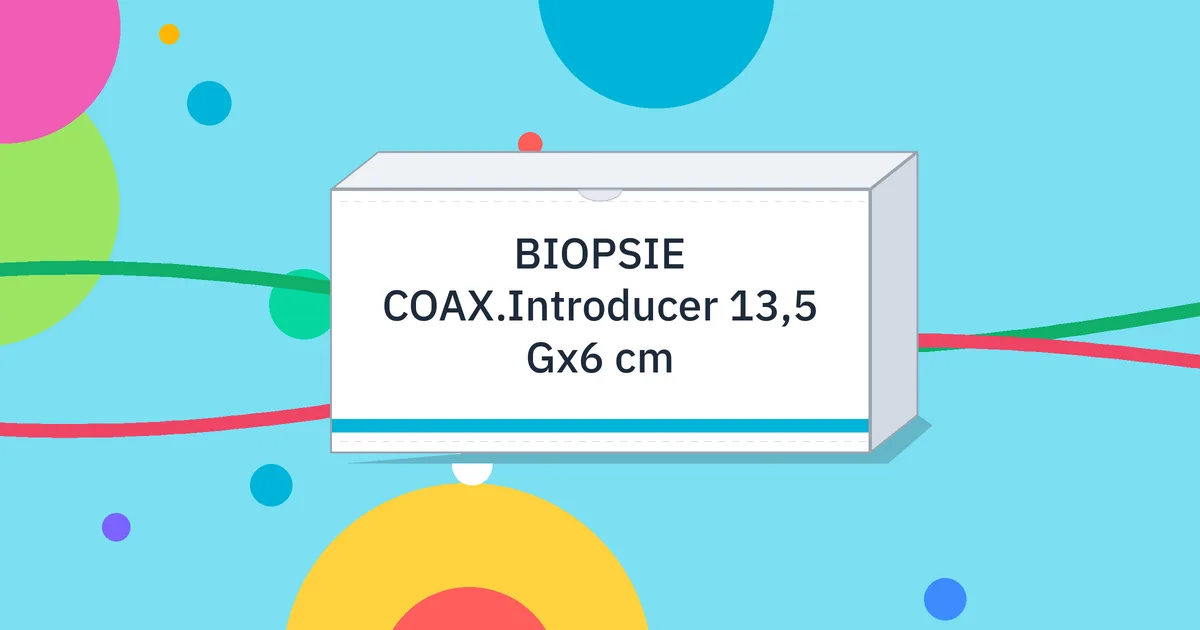 Symbolbild: Packung mit der Aufschrift BIOPSIE COAX.Introducer 13,5 Gx6 cm (PZN 18763773) – Verfügbarkeit und Bezug in Apotheken in Frankfurt am Main