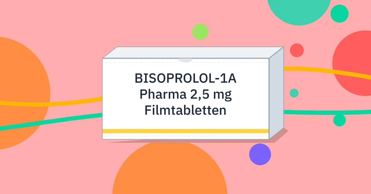 Symbolbild: Packung mit der Aufschrift BISOPROLOL-1A Pharma 2,5 mg Filmtabletten (PZN 05391726) – Verfügbarkeit und Bezug in Apotheken in Frankfurt am Main