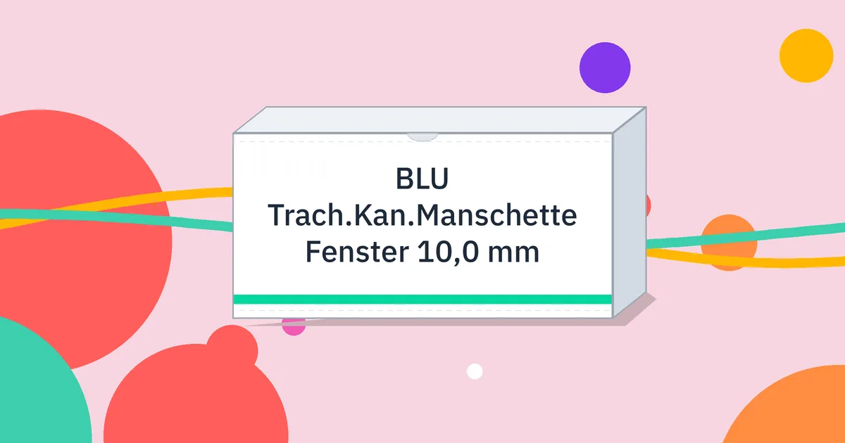 Symbolbild: Packung mit der Aufschrift BLU Trach.Kan.Manschette Fenster 10,0 mm (PZN 09216457) – Verfügbarkeit und Bezug in Apotheken in Frankfurt am Main
