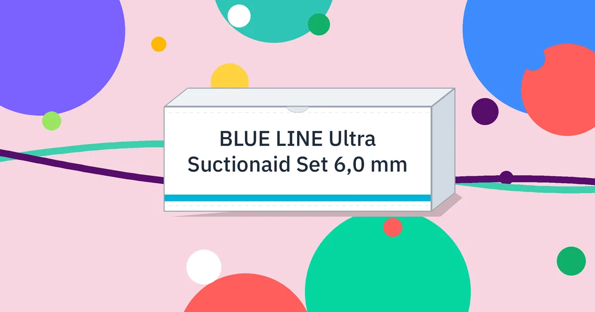 Symbolbild: Packung mit der Aufschrift BLUE LINE Ultra Suctionaid Set 6,0 mm (PZN 02189639) – Verfügbarkeit und Bezug in Apotheken in Frankfurt am Main