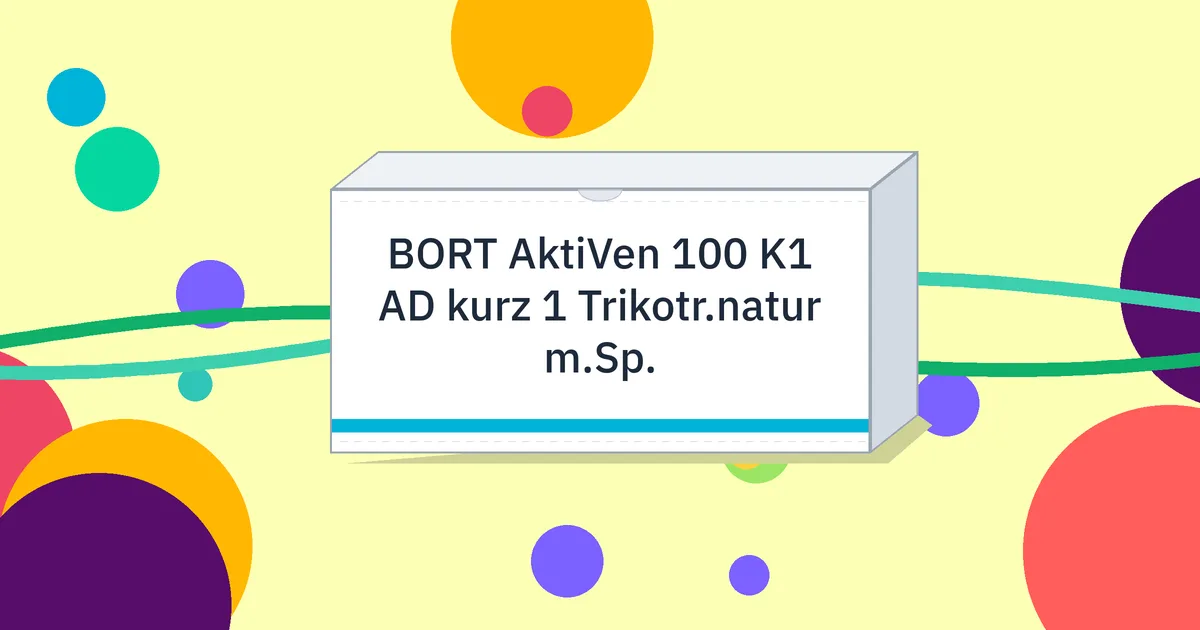 Symbolbild: Packung mit der Aufschrift BORT AktiVen 100 K1 AD kurz 1 Trikotr.natur m.Sp. (PZN 13726187) – Verfügbarkeit und Bezug in Apotheken in Frankfurt am Main