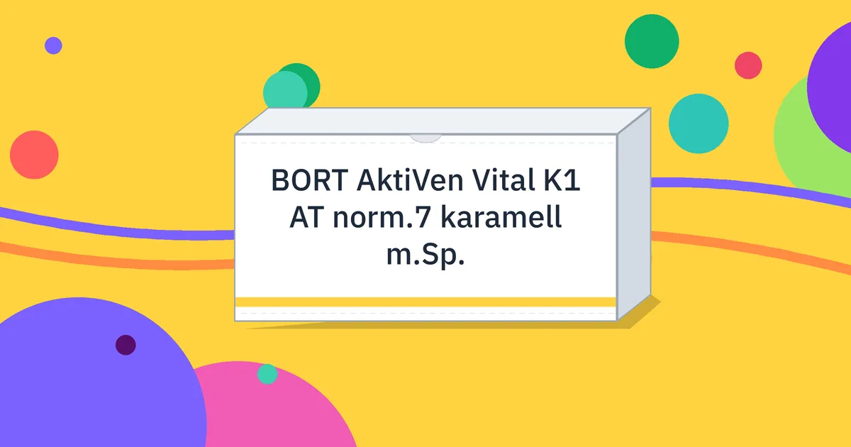 Symbolbild: Packung mit der Aufschrift BORT AktiVen Vital K1 AT norm.7 karamell m.Sp. (PZN 13737127) – Verfügbarkeit und Bezug in Apotheken in Frankfurt am Main