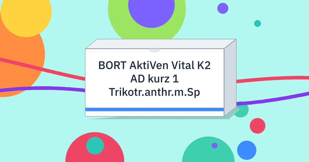Symbolbild: Packung mit der Aufschrift BORT AktiVen Vital K2 AD kurz 1 Trikotr.anthr.m.Sp (PZN 13728559) – Verfügbarkeit und Bezug in Apotheken in Frankfurt am Main