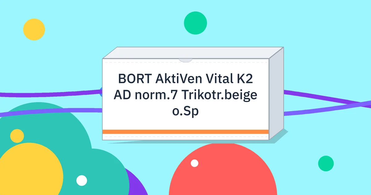 Symbolbild: Packung mit der Aufschrift BORT AktiVen Vital K2 AD norm.7 Trikotr.beige o.Sp (PZN 13727034) – Verfügbarkeit und Bezug in Apotheken in Frankfurt am Main