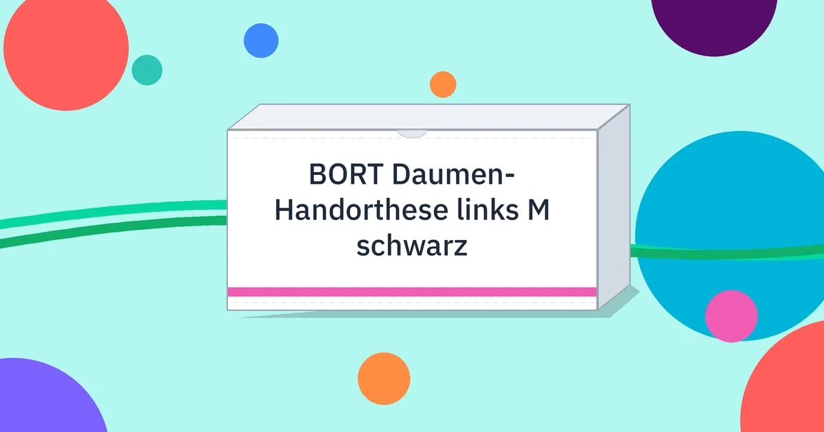 Symbolbild: Packung mit der Aufschrift BORT Daumen-Handorthese links M schwarz (PZN 04671352) – Verfügbarkeit und Bezug in Apotheken in Frankfurt am Main