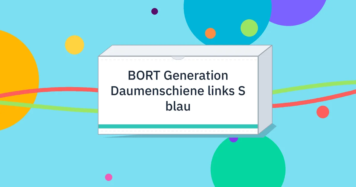 Symbolbild: Packung mit der Aufschrift BORT Generation Daumenschiene links S blau (PZN 11581520) – Verfügbarkeit und Bezug in Apotheken in Frankfurt am Main