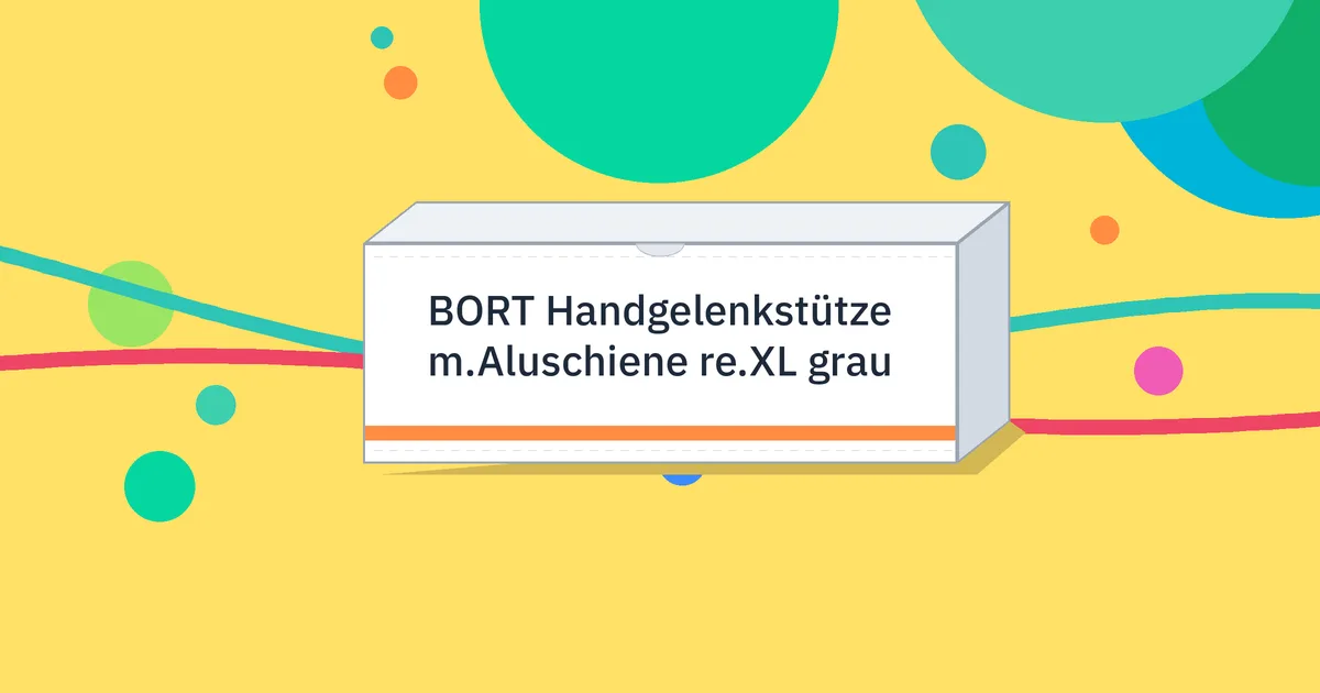 Symbolbild: Packung mit der Aufschrift BORT Handgelenkstütze m.Aluschiene re.XL grau (PZN 17842967) – Verfügbarkeit und Bezug in Apotheken in Frankfurt am Main
