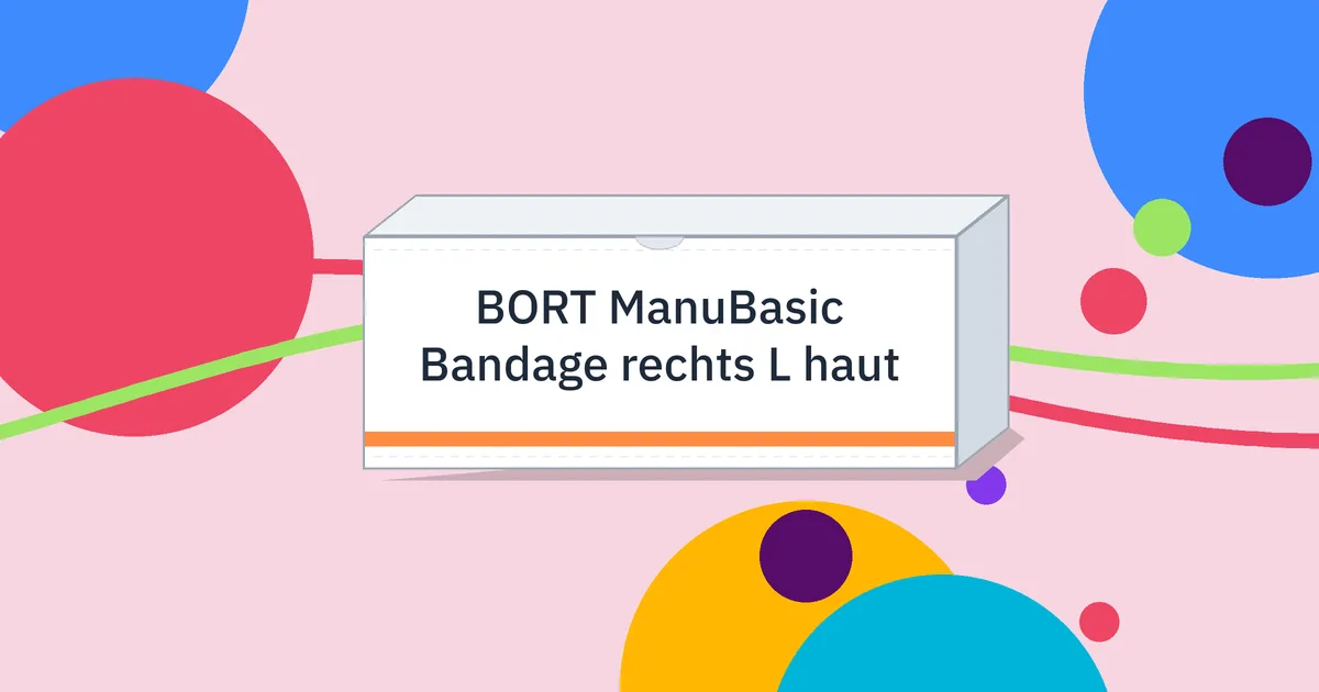 Symbolbild: Packung mit der Aufschrift BORT ManuBasic Bandage rechts L haut (PZN 00238948) – Verfügbarkeit und Bezug in Apotheken in Frankfurt am Main