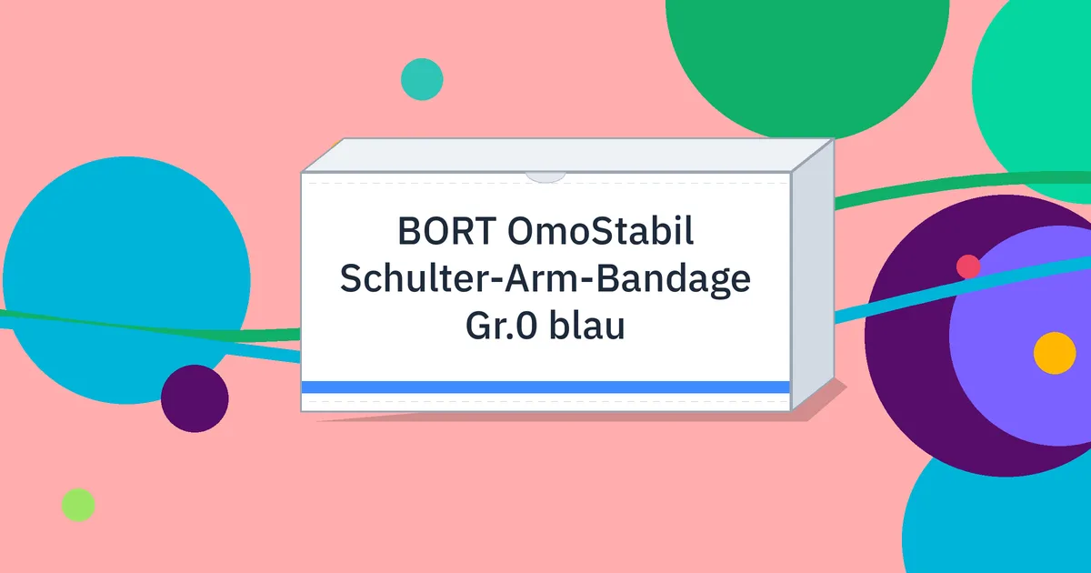 Symbolbild: Packung mit der Aufschrift BORT OmoStabil Schulter-Arm-Bandage Gr.0 blau (PZN 02473300) – Verfügbarkeit und Bezug in Apotheken in Frankfurt am Main