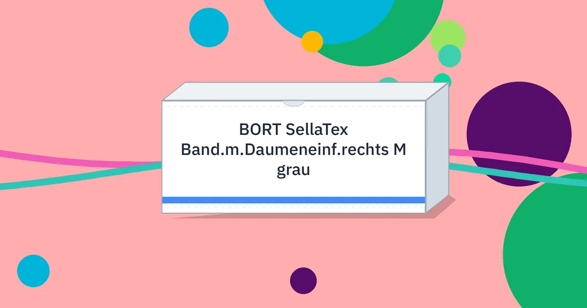 Symbolbild: Packung mit der Aufschrift BORT SellaTex Band.m.Daumeneinf.rechts M grau (PZN 10207676) – Verfügbarkeit und Bezug in Apotheken in Frankfurt am Main