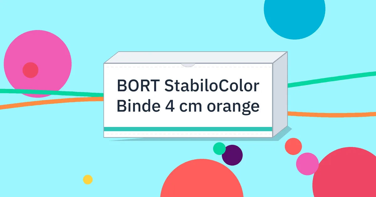 Symbolbild: Packung mit der Aufschrift BORT StabiloColor Binde 4 cm orange (PZN 07672286) – Verfügbarkeit und Bezug in Apotheken in Frankfurt am Main