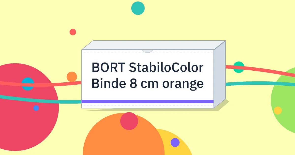 Symbolbild: Packung mit der Aufschrift BORT StabiloColor Binde 8 cm orange (PZN 07672300) – Verfügbarkeit und Bezug in Apotheken in Frankfurt am Main