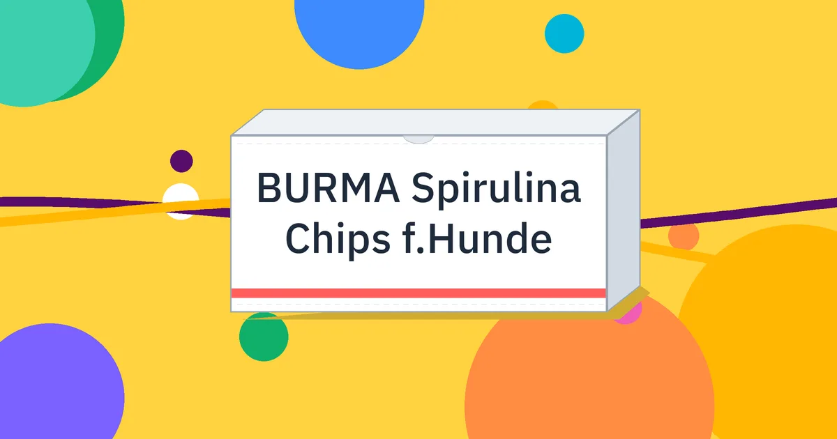 Symbolbild: Packung mit der Aufschrift BURMA Spirulina Chips f.Hunde (PZN 12506288) – Verfügbarkeit und Bezug in Apotheken in Frankfurt am Main