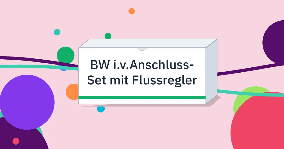 Symbolbild: Packung mit der Aufschrift BW i.v.Anschluss-Set mit Flussregler (PZN 10029269) – Verfügbarkeit und Bezug in Apotheken in Frankfurt am Main